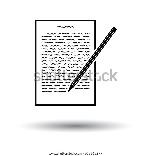 Sheet Text Pencil Icon White Background Stock Vector (Royalty Free ...