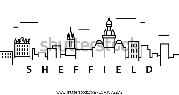 Sheffield Cityscape Illustration Simple Line Outline Stock Vector ...