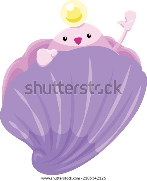 Shell Illustrations Sticker Mascot Character Greeting Stock Vector ...