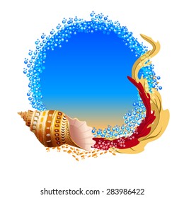 Shell Red Yellow Seaweed Circle Bubbles Stock Vector (Royalty Free ...