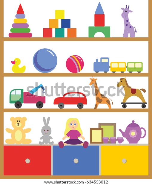 Shelving Toys Flat Design Vector Illustration Stock Vector (Royalty ...