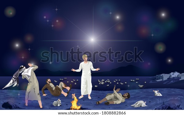 Shepherds Keeping Watch Over Their Flock Stock Vector (Royalty Free ...