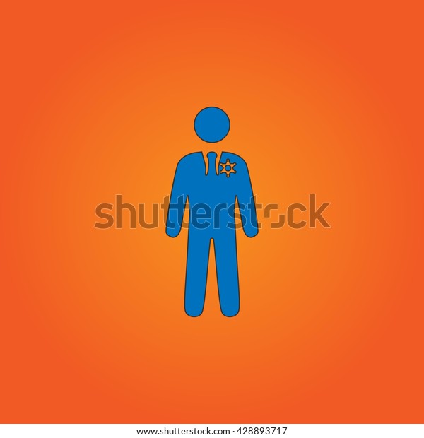 Sheriff Blue Flat Icon Black Stroke Stock Vector (Royalty Free ...