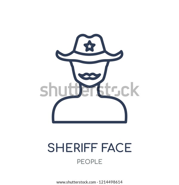 Sheriff Face Icon Sheriff Face Linear Stock Vector (Royalty Free ...