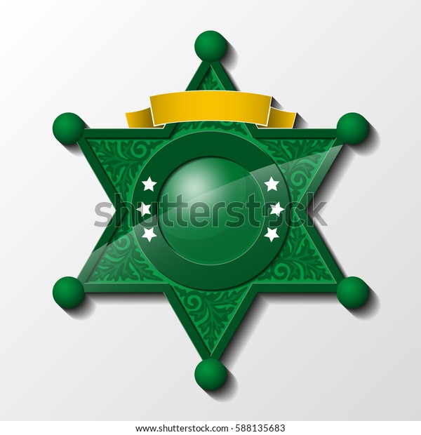 Sheriff Green Star Vector Policeman Emblem Stock Vector (Royalty Free ...