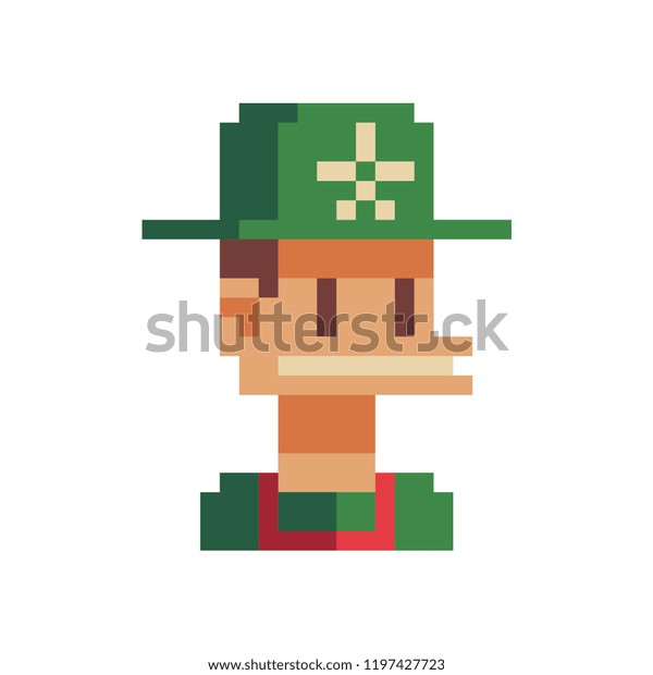 Sheriff Pixel Art Character Ranger Isolated: vector de stock (libre de ...