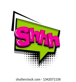 Shh Silence Comic Text Sound Effects Stock Vector (Royalty Free ...