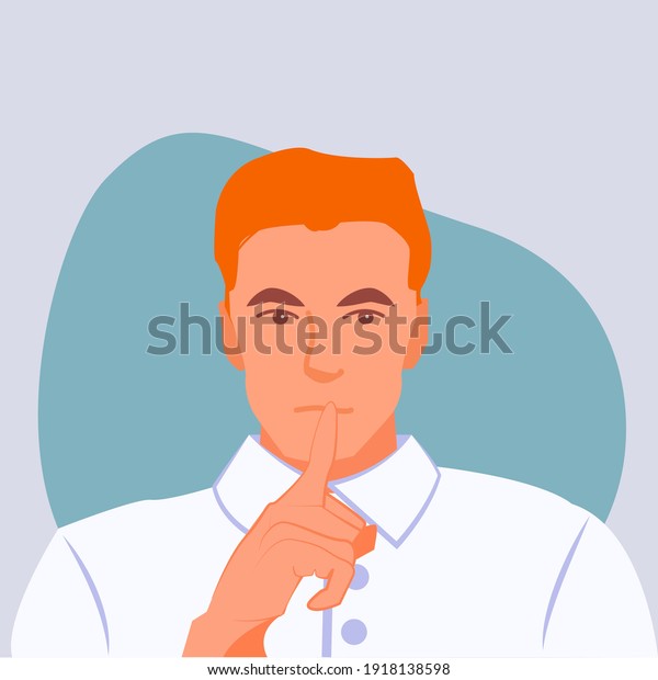 Shhh Man Keeps Finger On Lips Stock Vector (Royalty Free) 1918138598 ...