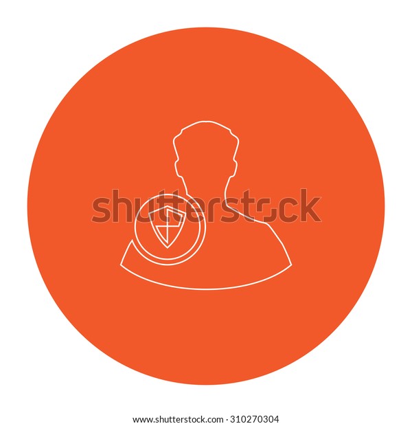 Shield Avatar Flat Outline White Pictogram Stock Vector (Royalty Free ...