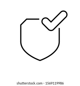 Shield Check Mark Line Icon Security Stock Vector (Royalty Free ...