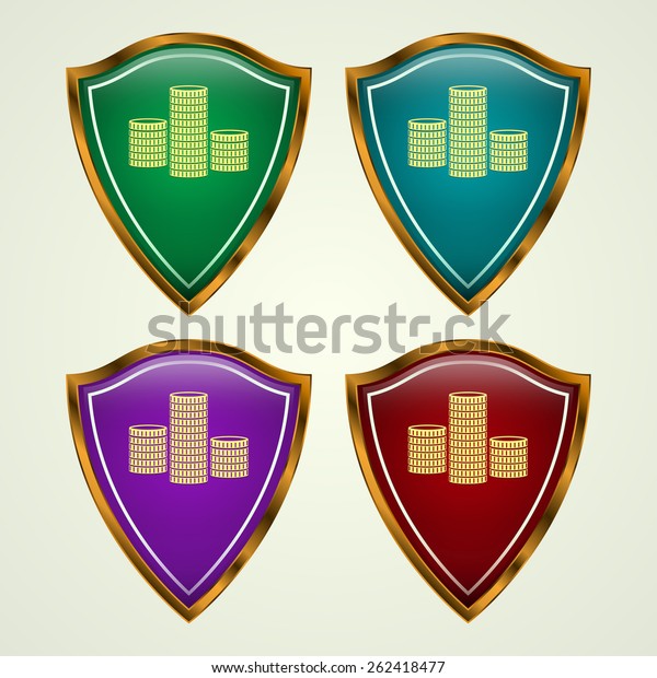 Shield Coins Vector Illustration Stock Vector (Royalty Free) 262418477 ...