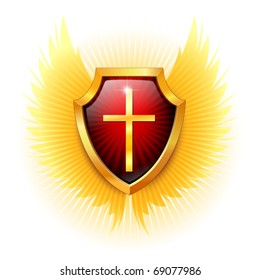 Shield Cross On White Background Stock Vector (Royalty Free) 69077986 ...