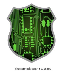 Shield Draw Line Circuit Board: vector de stock (libre de regalías ...