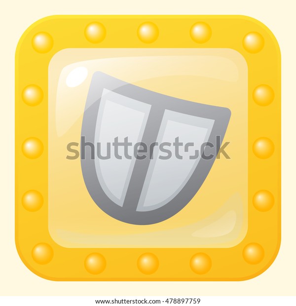 Shield Game Icon Gold Frame Vector Stock Vector (Royalty Free ...