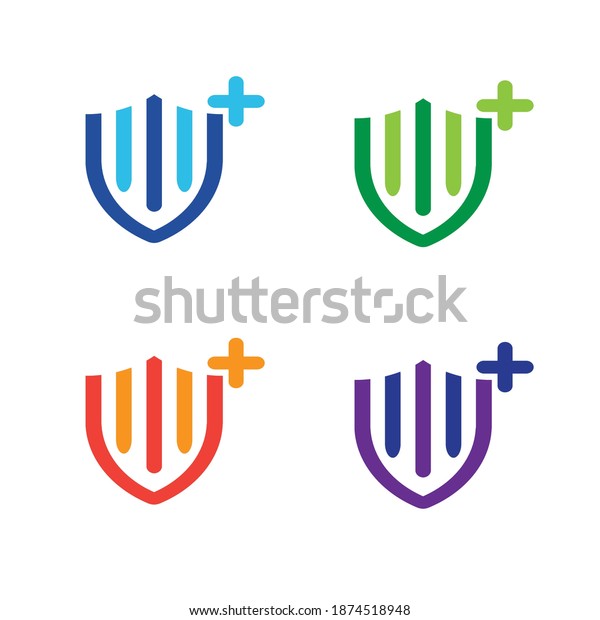 Shield Health Logo Design Vector Illustration Stock Vector (Royalty ...