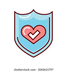 Shield Heart Love Check Mark Stock Vector (Royalty Free) 2043615797 ...