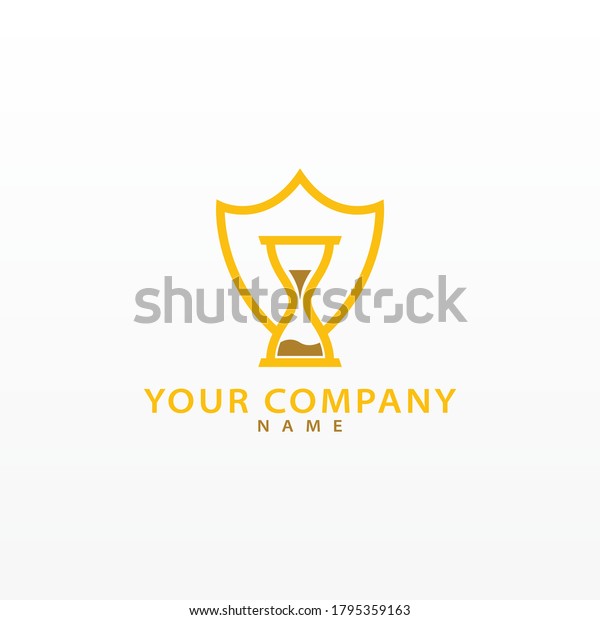 Shield Hourglass Logo Sandglass Vector Design Stock Vector (Royalty ...