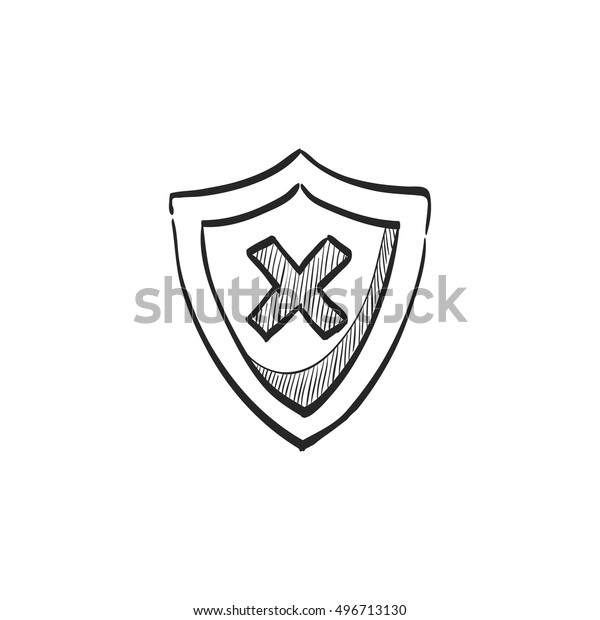 Shield Icon Doodle Sketch Lines Protection Stock Vector Royalty Free