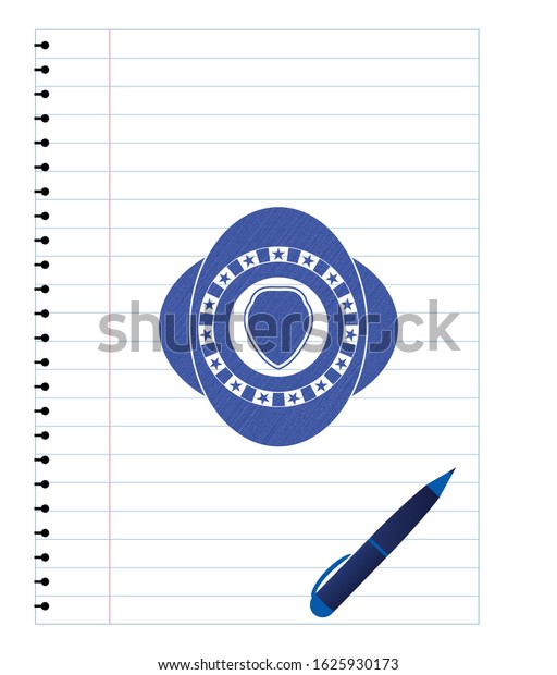 Shield Icon Pen Emblem Blue Ink Stock Vector (Royalty Free) 1625930173 ...