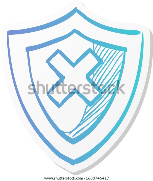 Shield Icon Sticker Color Style Protection Stock Vector (Royalty Free ...