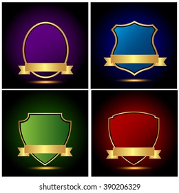 Shield Label Badges Gold Border Stock Vector (Royalty Free) 390206329 ...