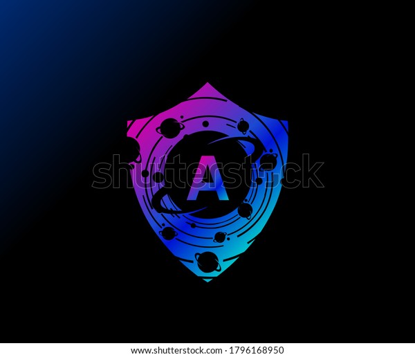 Shield Letter Design Planet Protection Logo Stock Vector (Royalty Free ...