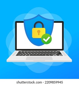 Shield Lock Check Mark On Laptop Stock Vector (Royalty Free) 2209859945 ...