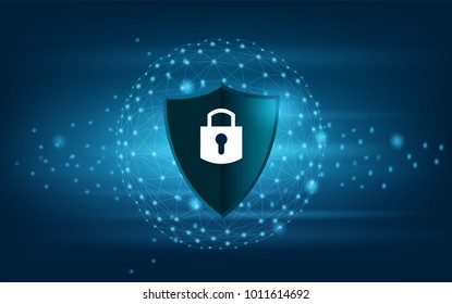 Shield Lock Earth Blue Security System Stock Vector (Royalty Free ...