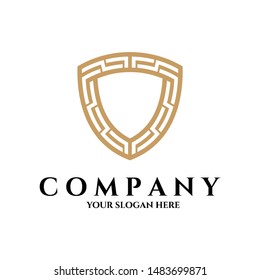 Shield Logo Template Ancient Motif Ready Stock Vector (Royalty Free ...