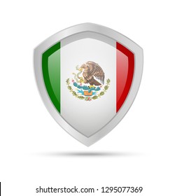 Shield Mexico Flag On White Background Stock Vector (Royalty Free ...