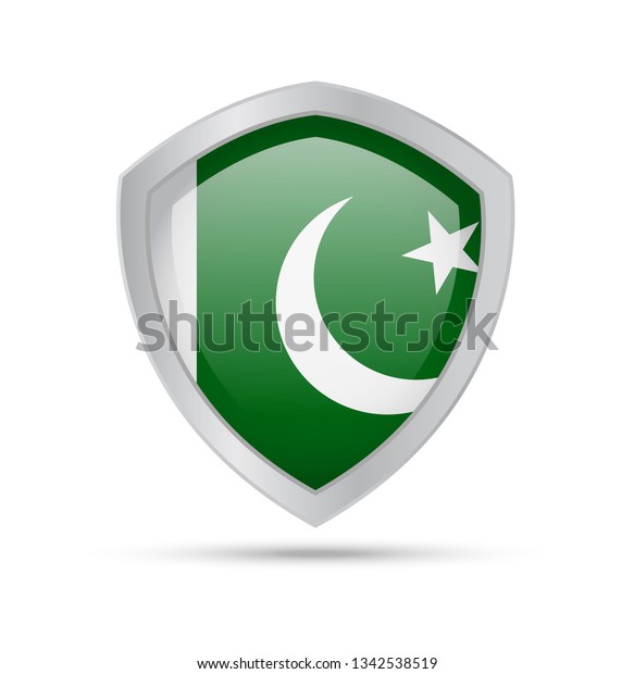 Shield Pakistan Flag On White Background Stock Vector (Royalty Free ...