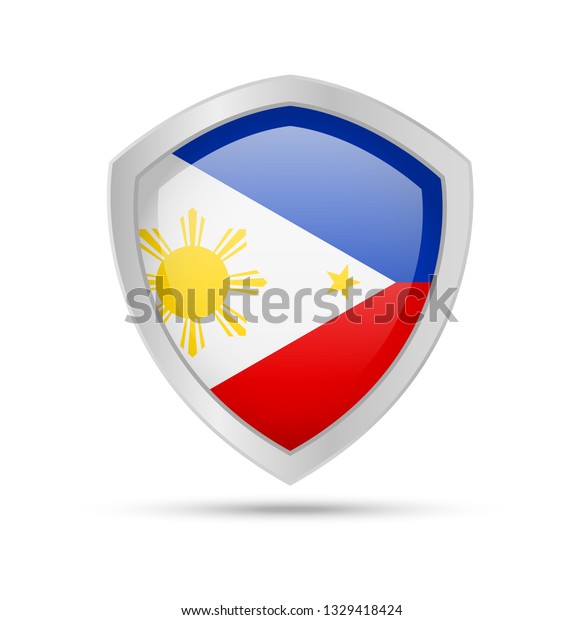 Shield Philippines Flag On White Background Stock Vector (Royalty Free ...