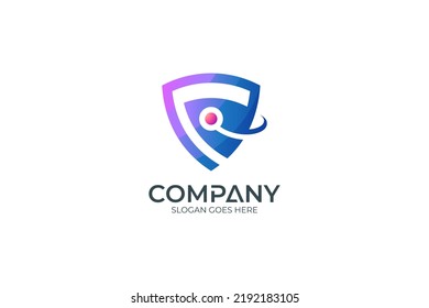Shield Protection Technology Logo Design Template Stock Vector (Royalty ...