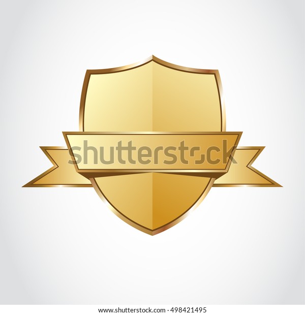 Shield Ribbon Gold Color Stock Vector (Royalty Free) 498421495