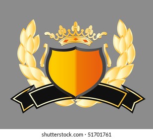 Royal Shield Ribbons Laurels Stock Vector (Royalty Free) 45545314