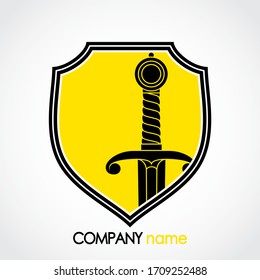 Shield Sword Heraldry Logo Black Yellow Stock Vector (Royalty Free ...