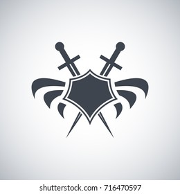 Shield Sword Wings Protection Emblem Stock Vector (Royalty Free ...