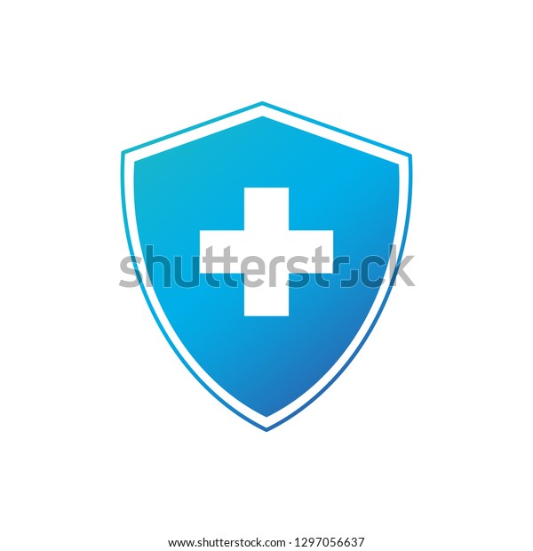 Shield White Cross Security Protection Sign Stock Vector (Royalty Free ...