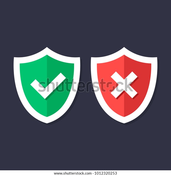 Shields Check Marks Icons Set Red Stock Vector Royalty Free 1012320253