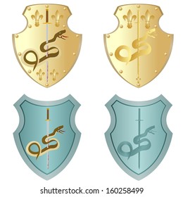 Medieval Heraldic Shields Set Stok Vektör (Telifsiz) 209362474 ...