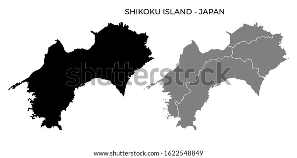 Shikoku Island Japan Map Vector Black Stock Vector (Royalty Free ...