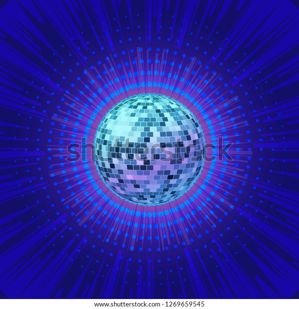 Shine Disco Ball Blue Background Stock Vector (Royalty Free) 1269659545 ...