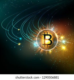 Shining Bitcoin Symbol Light Splashes Sparks Stock Vector (Royalty Free ...