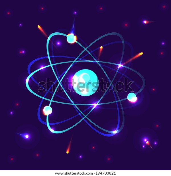 Shining Colorful Atom Vector Model Illustration Stock Vector (Royalty ...