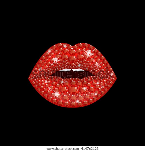 Shining Diamond Luxury Red Lips Jewel Stock Vector (Royalty Free) 414763123