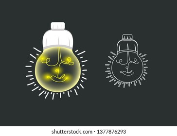 Shining Faceshaped Lights On Black Background Stock Vector (Royalty ...