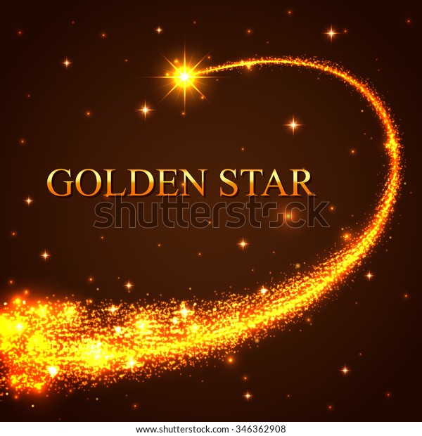 Shining Falling Golden Star Night Sky Stock Vector (Royalty Free ...