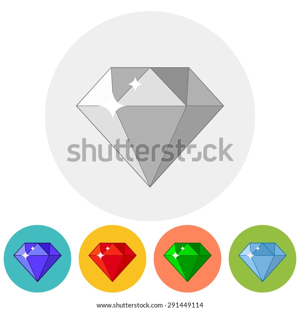 Vektor Stok Shining Gem Icon Different Color Variations (Tanpa Royalti ...
