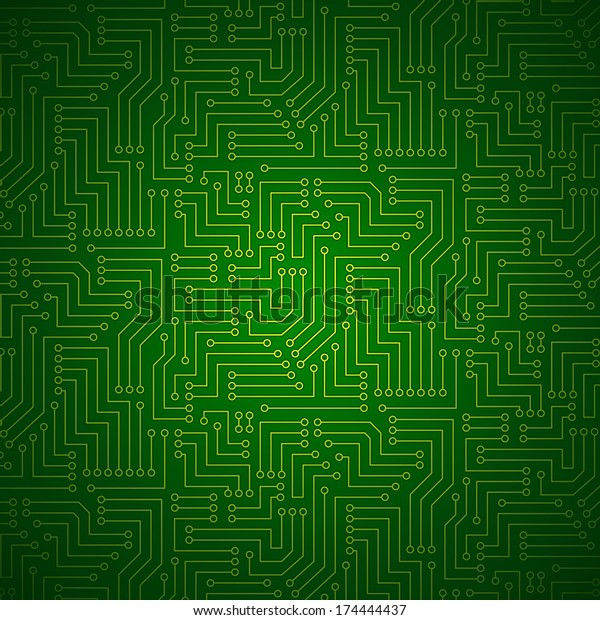 Shining Green Yellow Printed Circuit Board Stock Vector (Royalty Free ...