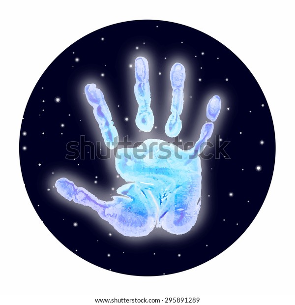 Shining Icy Handprint Night Sky Stars Stock Vector (Royalty Free ...